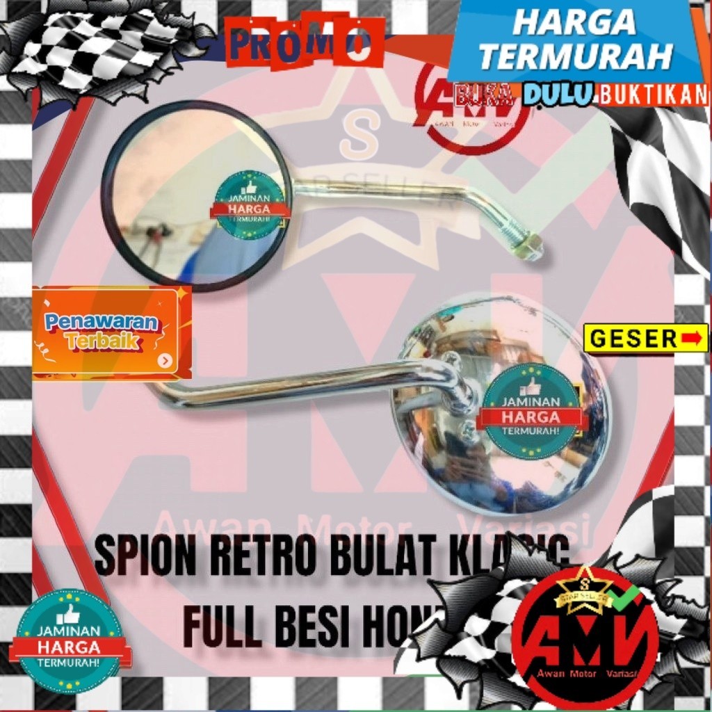 Jual Spion motor - Spion RETRO BULAT FULL BESI KLASIC drat honda [Harga ...