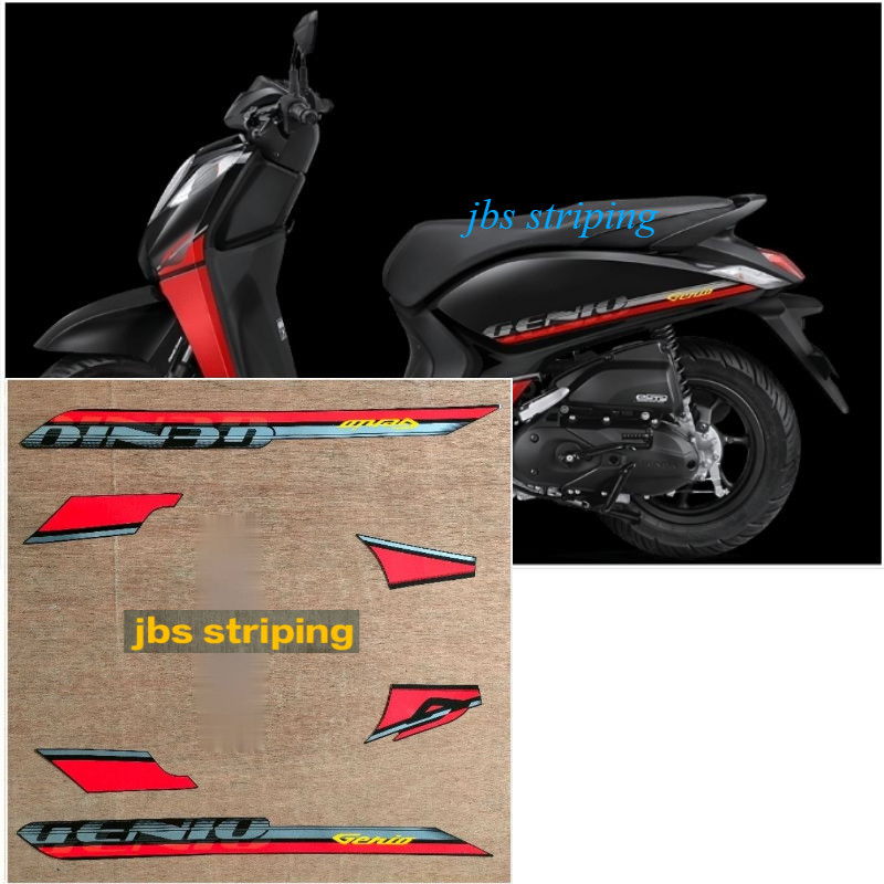 Jual stiker genio striping Honda Genio merah hitam tahun 2023 kualitas ...