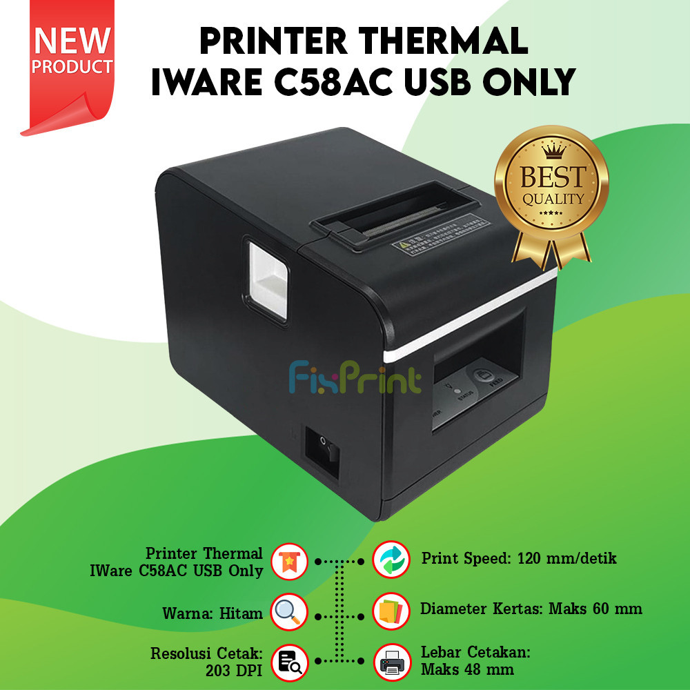 Jual Printer Kasir Thermal C58AC 58mm IWare Auto Cutter Printer Mini ...