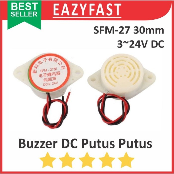 Jual Speaker Buzzer Aktif Putus Putus SFM-27 30mm 3-24 Volt DC Active ...