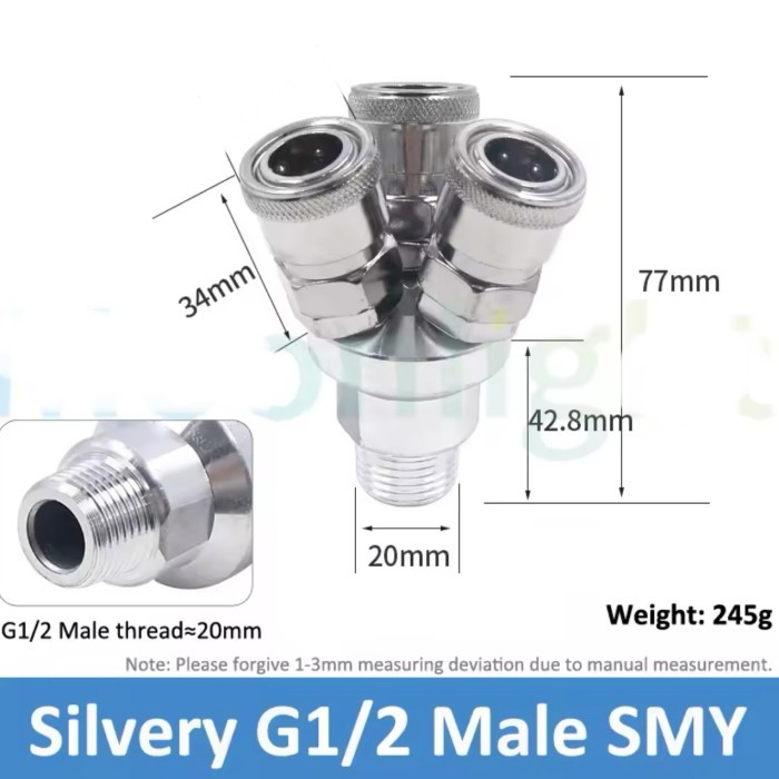Jual YOLO SMV Male Konektor 1/2 inch 3 Cabang Kompresor Udara Angin ...