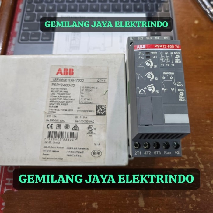 Jual ABB PSR12-600-70 SOFTSTARTER ABB 5.5KW 12A 3PHASE MOTOR SOFT STARTER ABB 1SFA896106R7000 ...