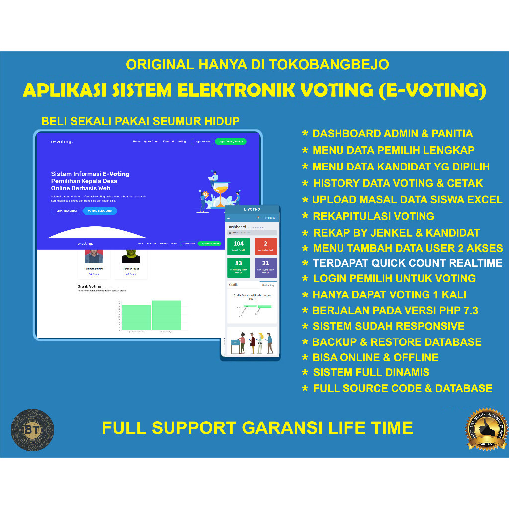 Jual APLIKASI WEB SOURCE CODE SISTEM INFORMASI E-VOTING BERBASIS WEB PHP 7 NATIVE DAN MYSQLI ...