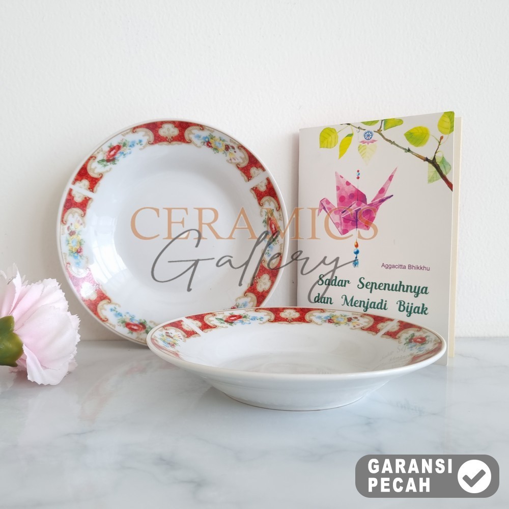 Jual WINSTON 1pcs Piring Decal Keramik KLASIK MERAH 6inch Piring Buah ...