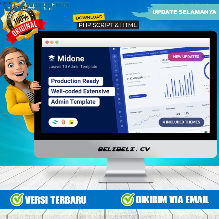 Jual Tailwind CSS - Midone - Laravel 11 Admin Dashboard Template + HTML Version | Shopee Indonesia