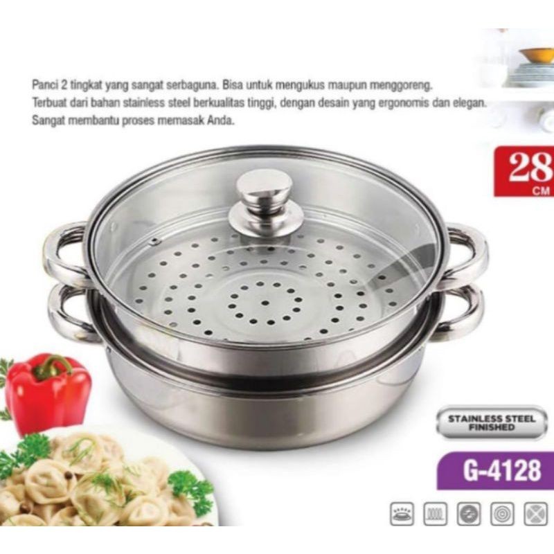 Jual Panci kukus 2 susun panci steamer susun panci kukus susun tutup ...
