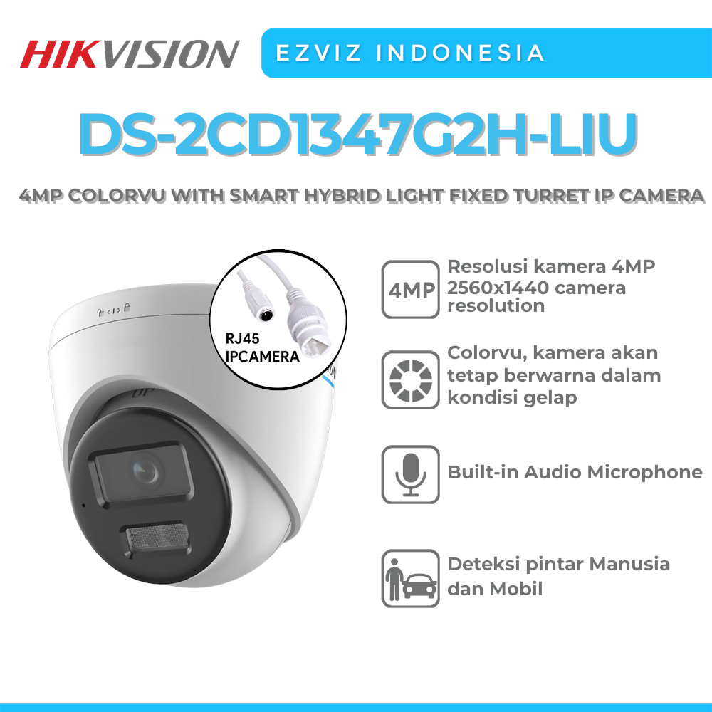 Jual HIKVISION DS-2CD1347G2H-LIU 4MP COLORVU HYBRID LIGHT TURRET IP CAMERA | Shopee Indonesia