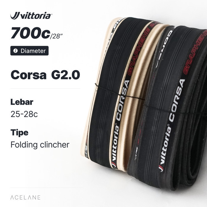 Jual Ban Sepeda Road Vittoria Corsa Graphene G2.0 clincher 700c - Para/Gum wall, 700x28c ...