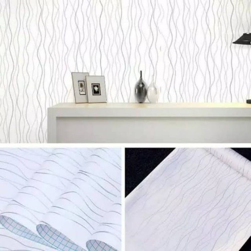 Jual Wallpaper Sticker Dinding Putih Salur Silver Elegan Ruang Tamu Minimalis Kekinian | Shopee ...
