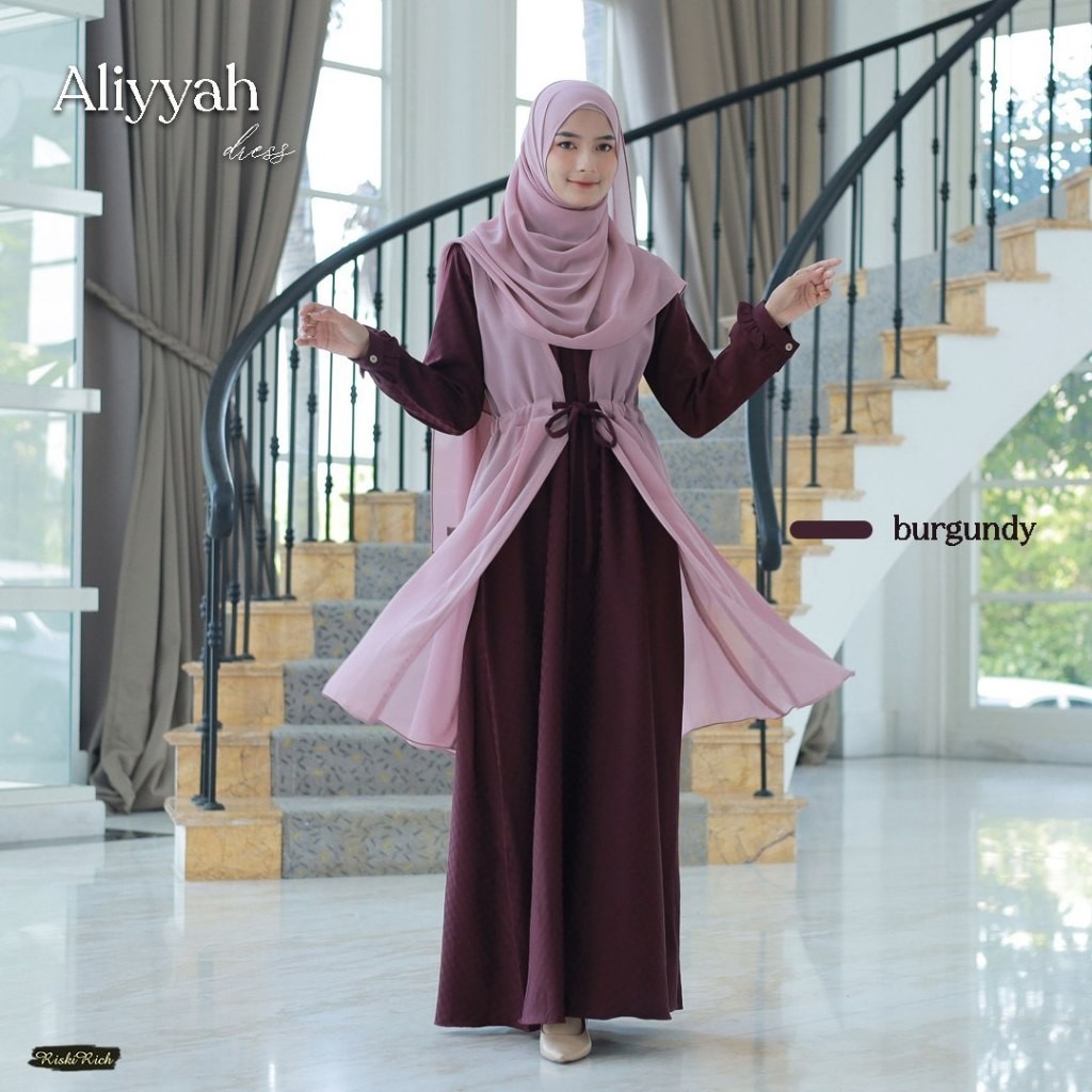 Jual bayar di tempat RISKIRICH Athar Aliyyah Burgundy Famset Couple ...