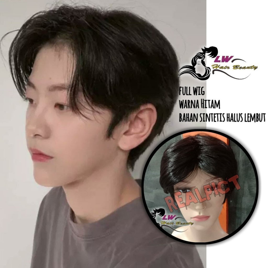 Jual Wik Rambut Cowok Ganteng Pendek Belah tengah Gaya Opa Korea Warna ...