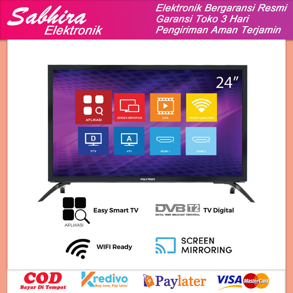 Jual Tv led 24 inch smart tv lite polytron hd series pld 24Cv1869 garansi resmi | Shopee Indonesia
