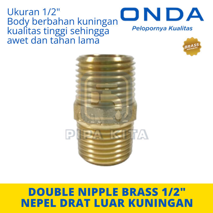 Jual Double Nipple Kuningan 1/2 inch ONDA DOUBLE Drat Luar | Shopee Indonesia