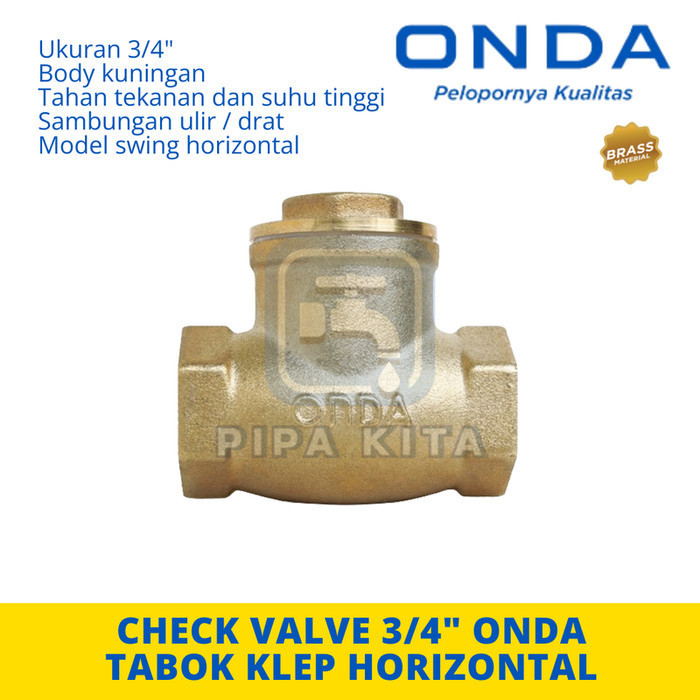 Jual Check Valve Kuningan 3/4 inch ONDA Tabok Tusla Klep | Shopee Indonesia