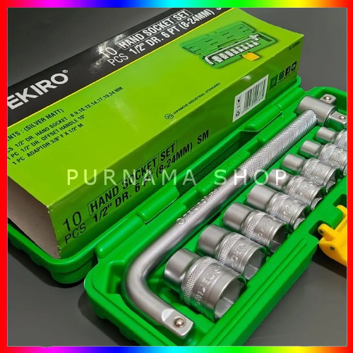 Jual Kunci Shock Sok Set 10 Pcs Merek Tekiro 1/2DR 8-24mm 6pt Original Ready Kunci Shock Set ...