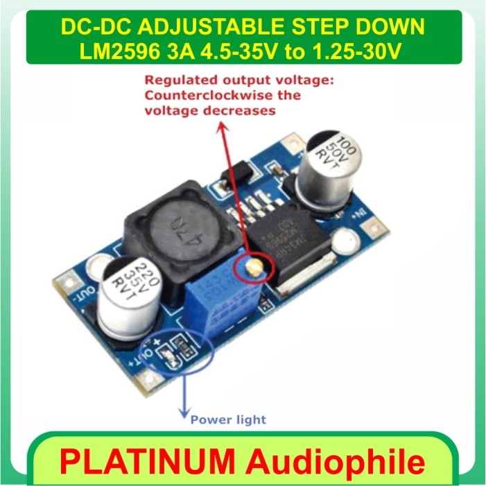 Jual JT99 LM2596 Step down 3A DC to DC adjustable converter modul ...