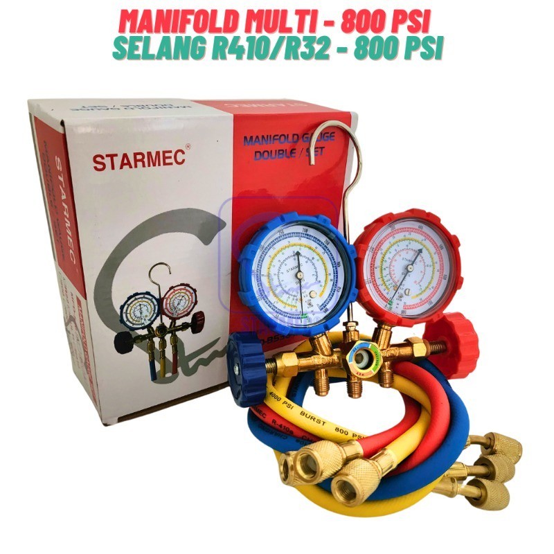 Jual Manifold AC R32 R410a + Selang R32/R410a (Knob Plastik) Double Starmec | Shopee Indonesia
