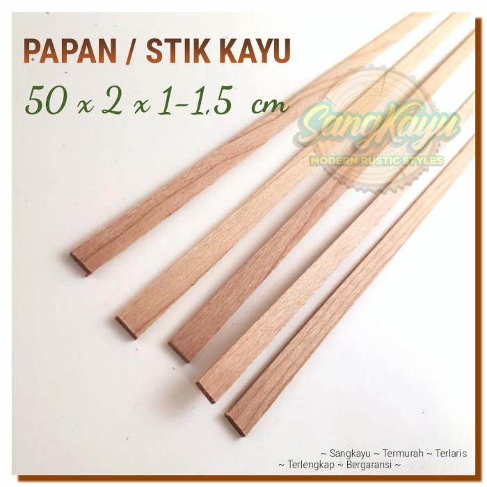 Jual Termurah Stik kayu papan kayu kecil 50x2 cm wooden stick craft bsf ...