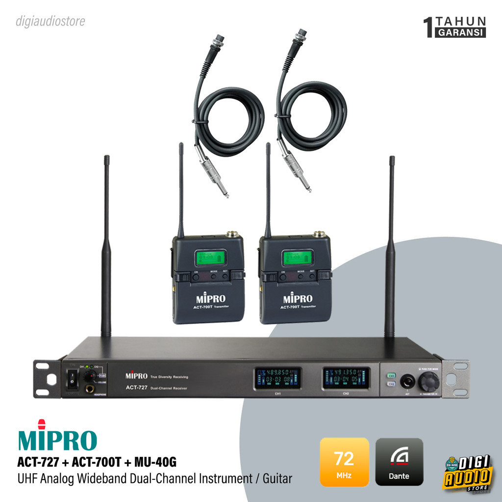 Jual Wireless Guitar Instrument 2 Channel UHF Wideband MIPRO ACT-727 - Gitar Bass Biola | Shopee ...