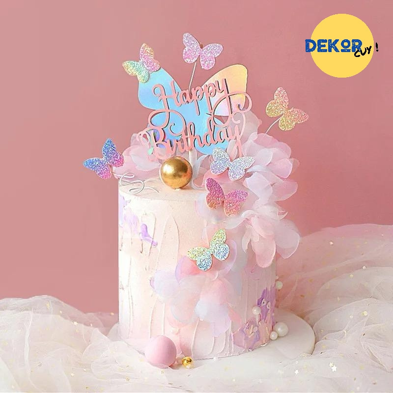 Jual CAKE TOPPER KERTAS KUPU-KUPU GLITTER / hiasan kue ulang tahun ...