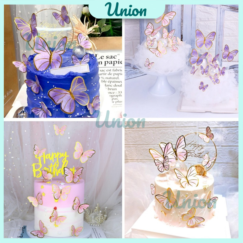 Jual UM 10Pcs Kue Ulang Tahun Kupu-Kupu Masukkan / Dekorasi Hbd Kue ...