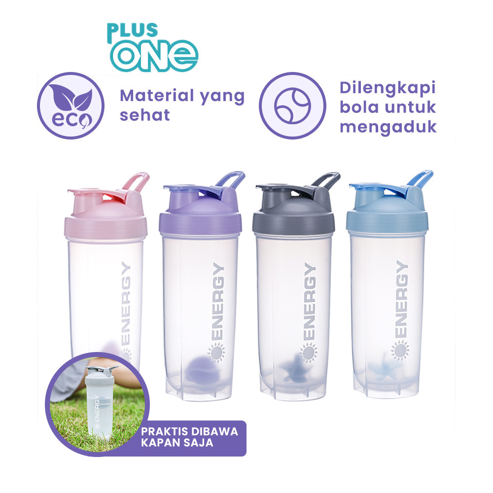Jual Plus One - Botol Minum Shaker Olahraga/Botol Shaker Gym 500 ML ...