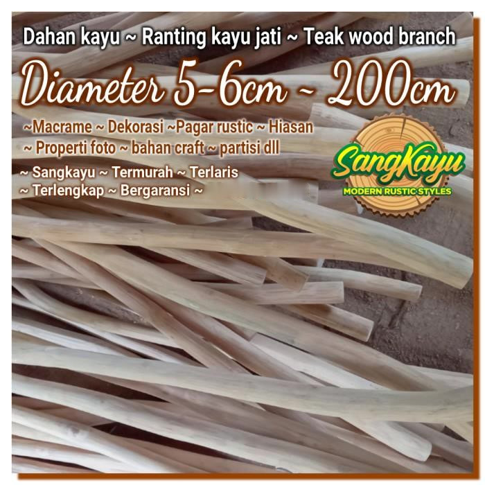 Jual Dahan kayu jati teak wood branch 5-6x200 bahan craft partisi ...