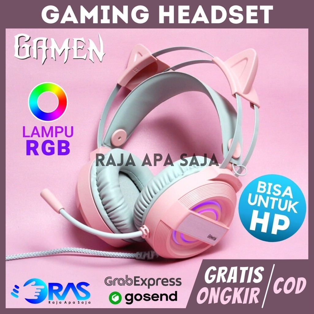 Jual HEADSET GAMING RGB PINK Headphones Anak Perempuan Warna Pink Full ...