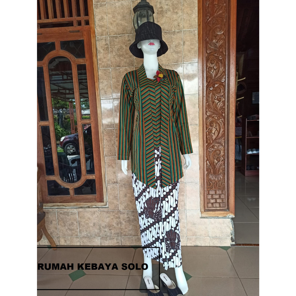Jual LURIK JAWA kebaya lurik kebaya kutubaru lurik hijau | Shopee Indonesia