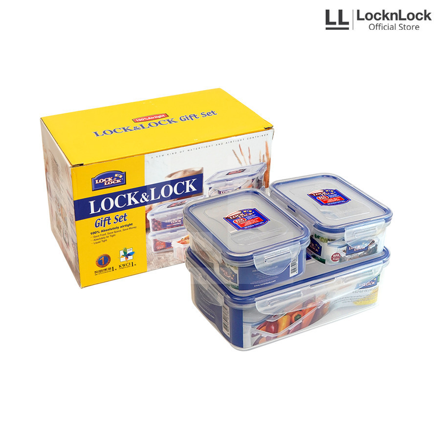 Jual LocknLock Food Container Gift Set 3P Tempat Makan isi 3Pcs ...