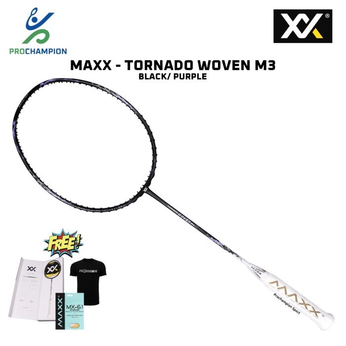 Jual Exclusive Box ! Raket Badminton Maxx Tornado Woven M3 Black White ...