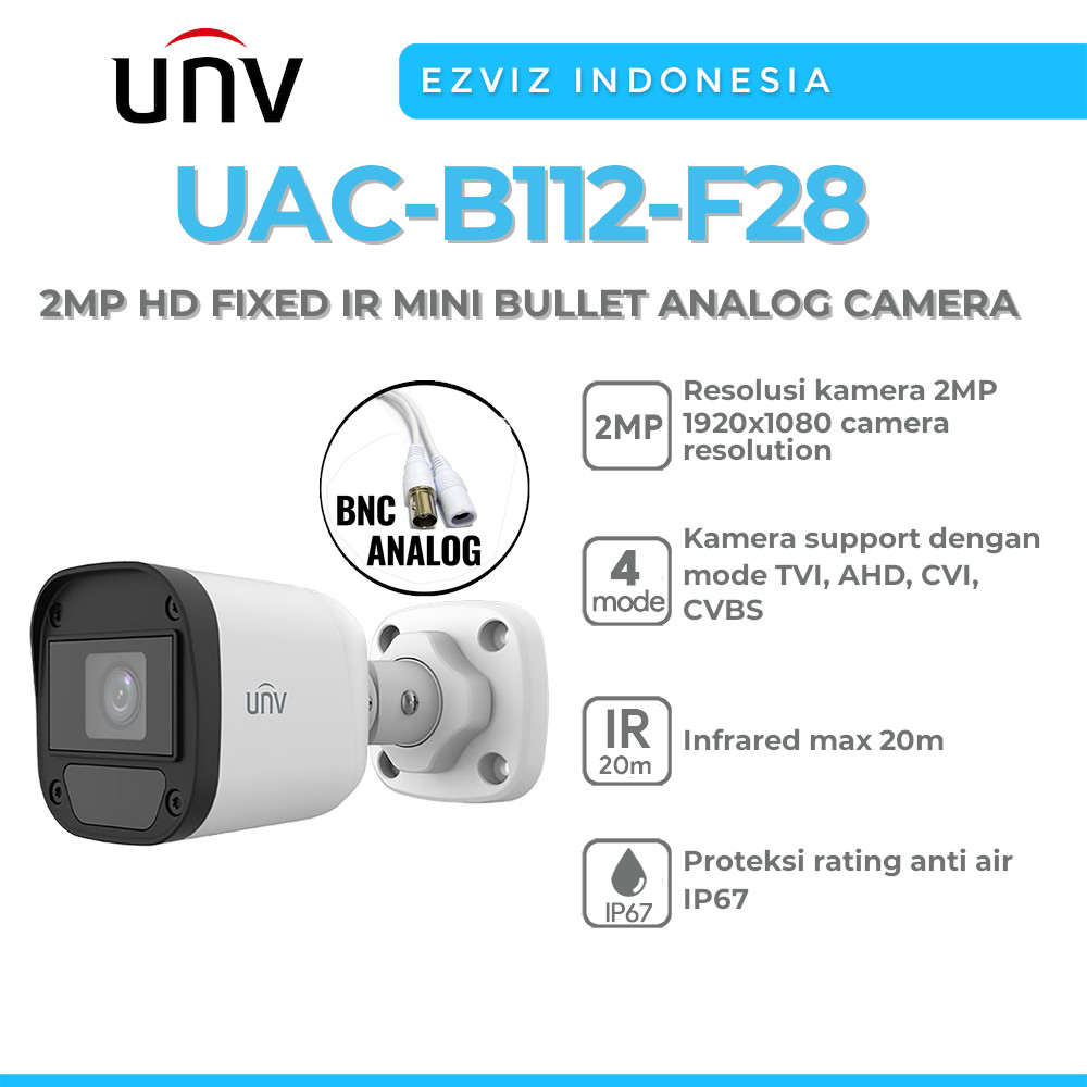 Jual UNIVIEW UAC-B112-F28 UNV 2MP HD FIXED 4IN1 IP67 IR MINI BULLET ANALOG CAMERA | Shopee Indonesia