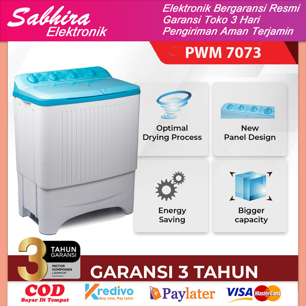 Jual Mesin cuci polytron 2 tabung giant series 7kg pwm 7073 Hijab Series | Shopee Indonesia