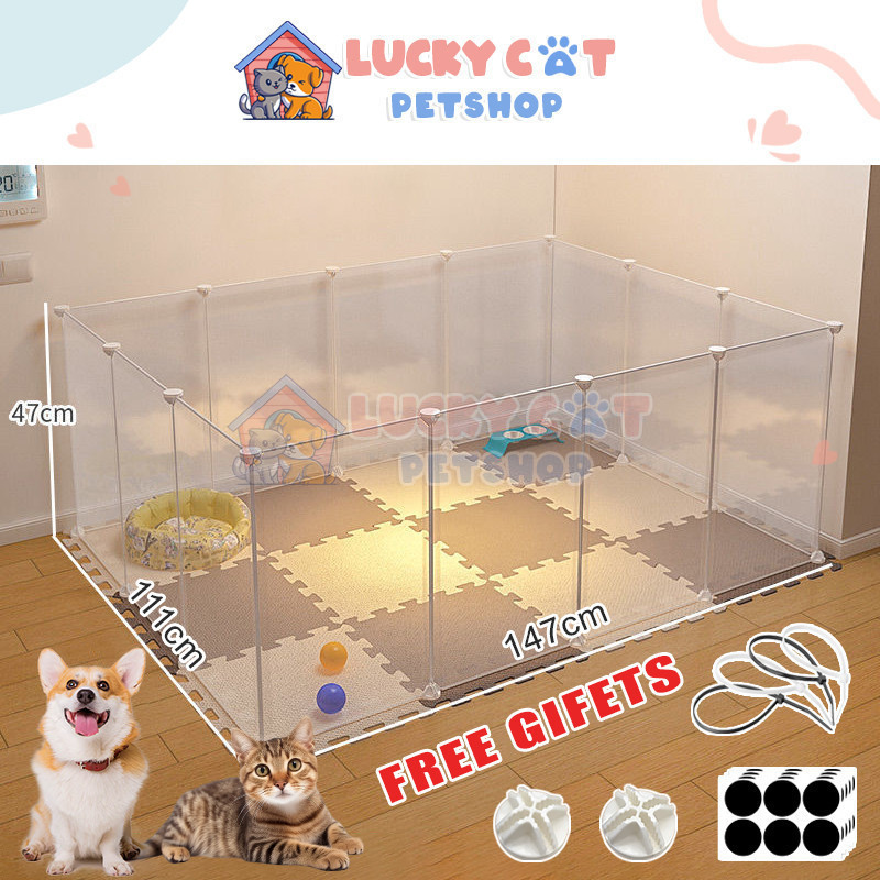 Jual 1 Set Kandang Kucing Transparan Pagar Kucing Kandang Hewan ...