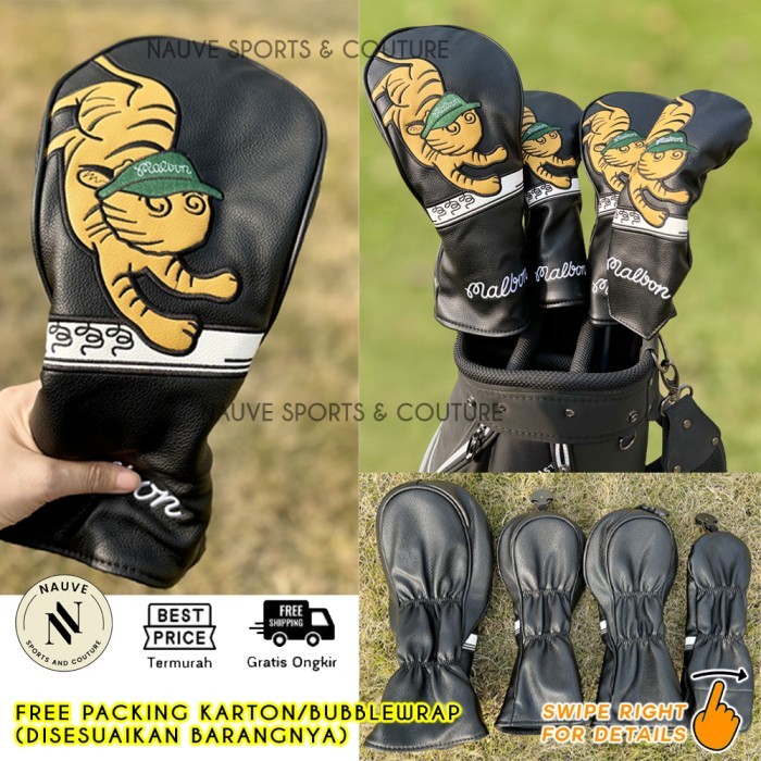 Jual Korea Black Tiger Golf Head Cover Driver Fairway Wood Hybrid ...