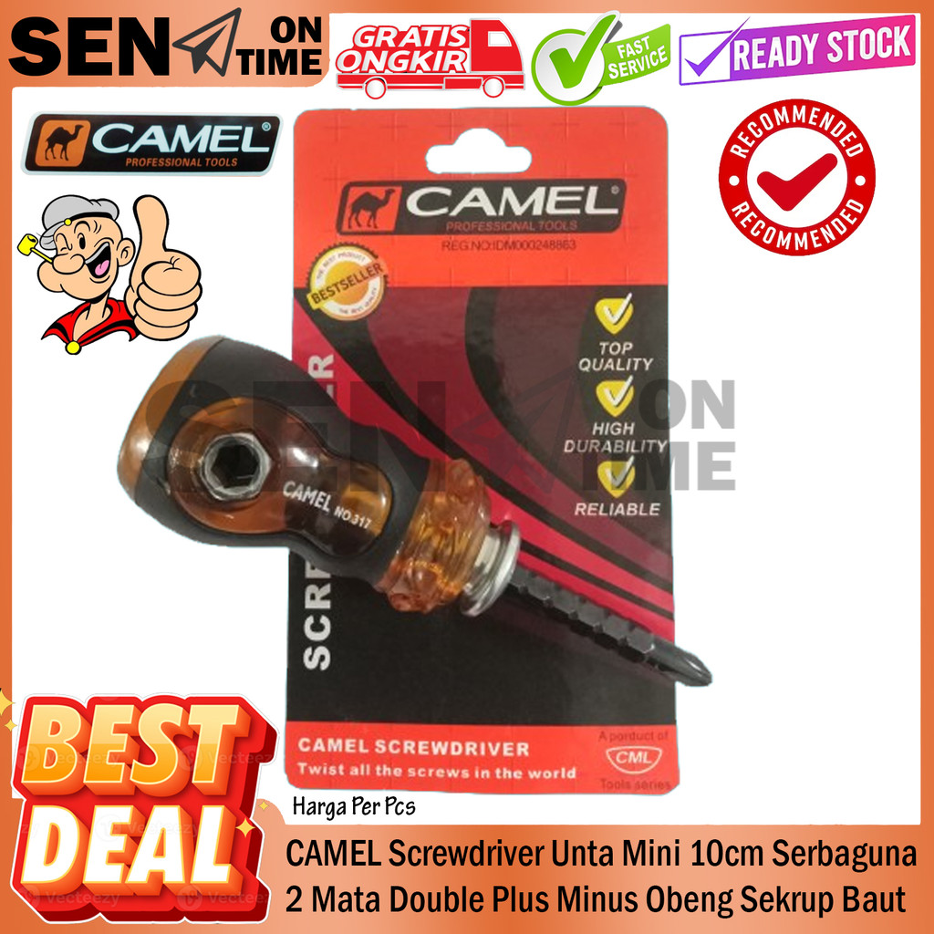 Jual CAMEL Screwdriver Unta Mini 10cm Serbaguna Catut 2 Mata Double ...