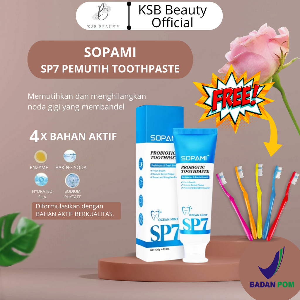Jual Pasta Gigi Sopami SP7 - Memutihkan Gigi, Nafas Segar & Menghilangkan Bau Mulut FREE SIKAT ...