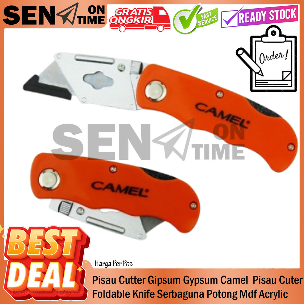 Jual CAMEL Potong Cutter Gypsum Lipat Foldable Knife Acrylic Triplek ...