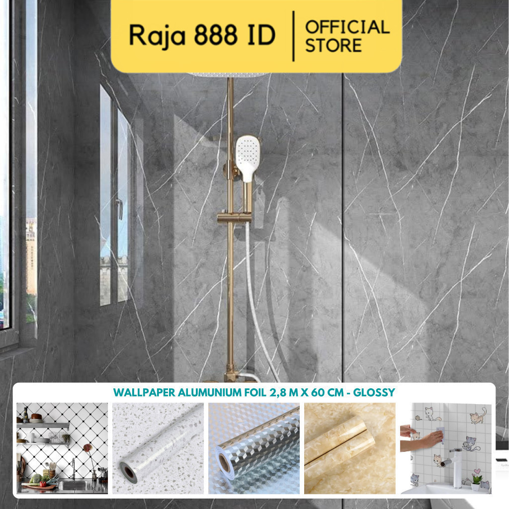 Jual RAJA888 [10 Motif] Wallpaper Glossy Marmer Marble Alumunium Foil Dapur Meja Furniture 2,8 m ...