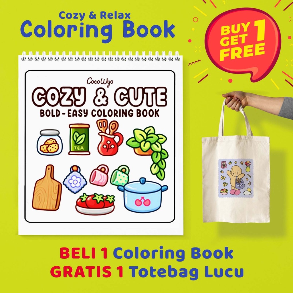 Jual Cozy And Cute Bold And Easy Coloring Book - Buku Mewarnai Simpel ...