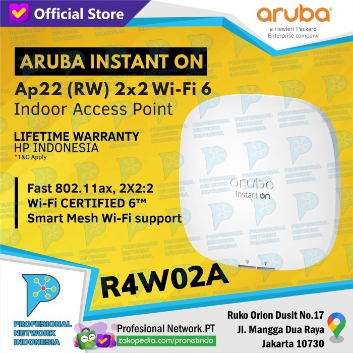 Jual Aruba Instant On AP22 (RW) 2x2 Wi-Fi 6 Indoor Access Point (R4W02A) - HPE Switch Aruba ...