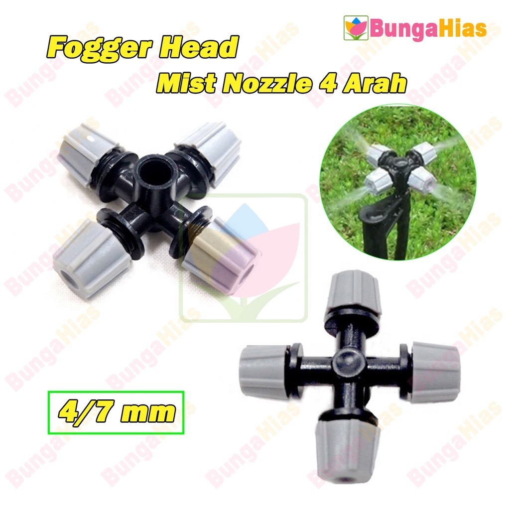 Jual Mist Nozzle 4 Arah Way Head Sprayer Spray Fogger Misting Sprinkler ...