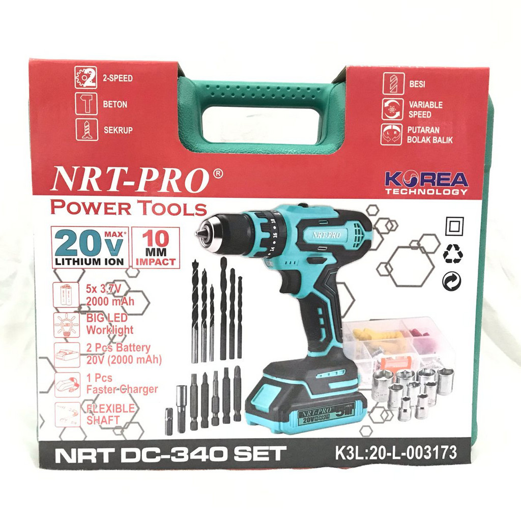 Jual BOR BATTERY / BOR CORDLESS / BOR IMPACT DRILL 10MM DC 340 + SET ...
