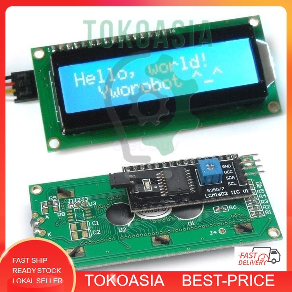 Jual LCD 1602 I2C IIC TWI Serial Blue Backlight LCD Module shield 16 x ...