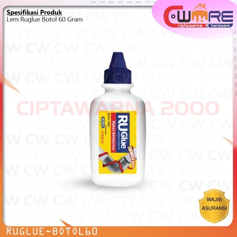 Jual Lem Fitting Pipa PVC Rucika Ruglue Botol 60 Gram - CwH | Shopee ...