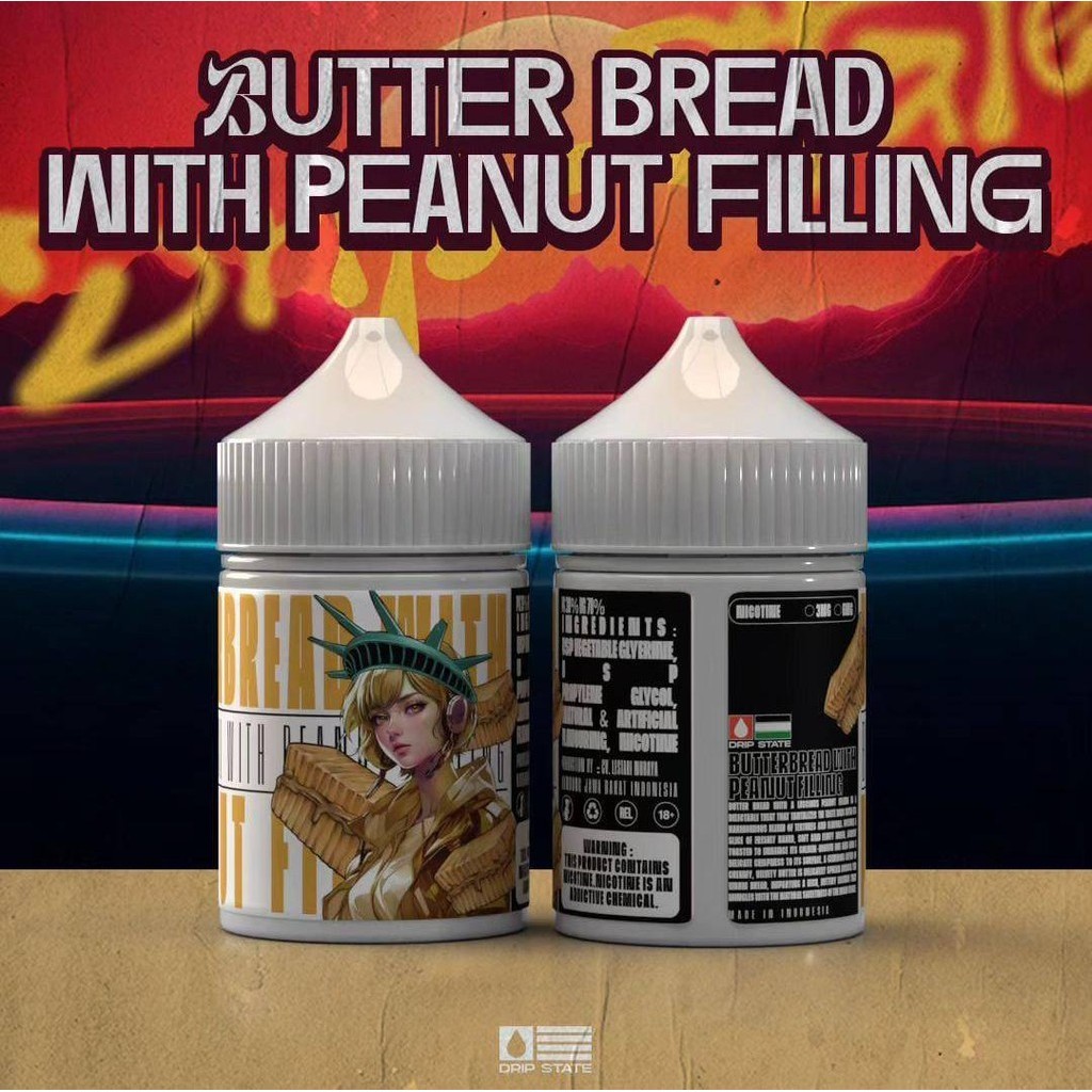 Jual LIQUID Freebase Drip state Butter bread Peanut 60ml 3n6n9mg ...