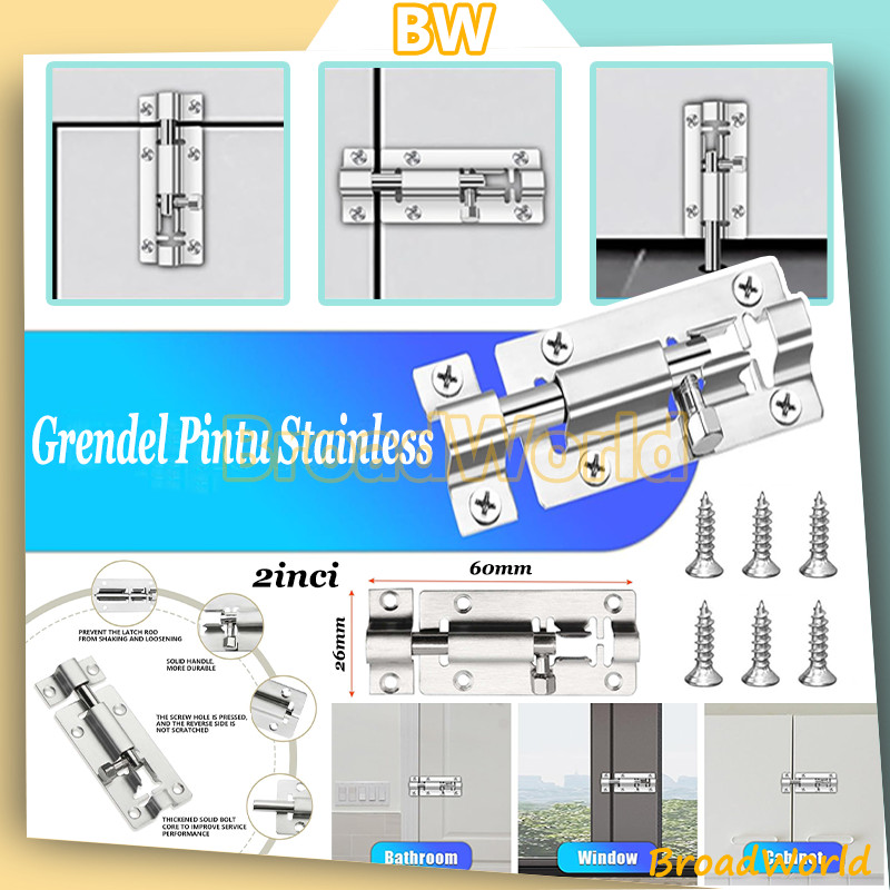 Jual Grendel Pintu Stainless/Jendela Plat Grendel 2 Inch Inci/Slot ...