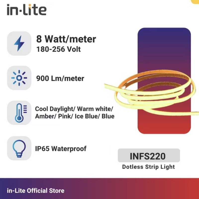 Jual Inlite INFS220 LED Lampu Strip Light Dotless 8 Watt Cahaya Putih ...