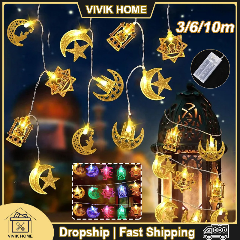 Jual 10M Lampu Lebaran Lampu Bintang LED Ramadan Lampu String Dekorasi ...