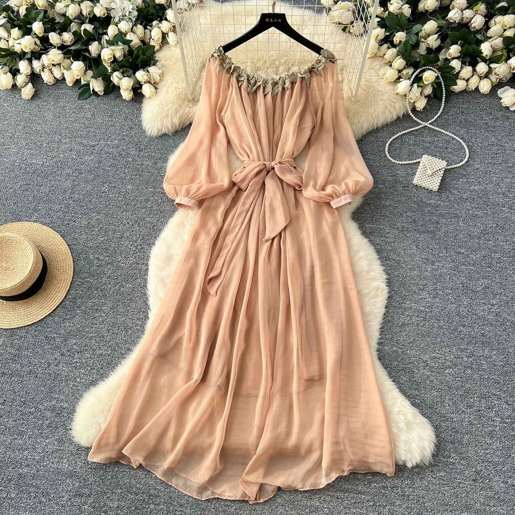 Jual Gaun sifon bahu terbuka Niche 20252 | Shopee Indonesia
